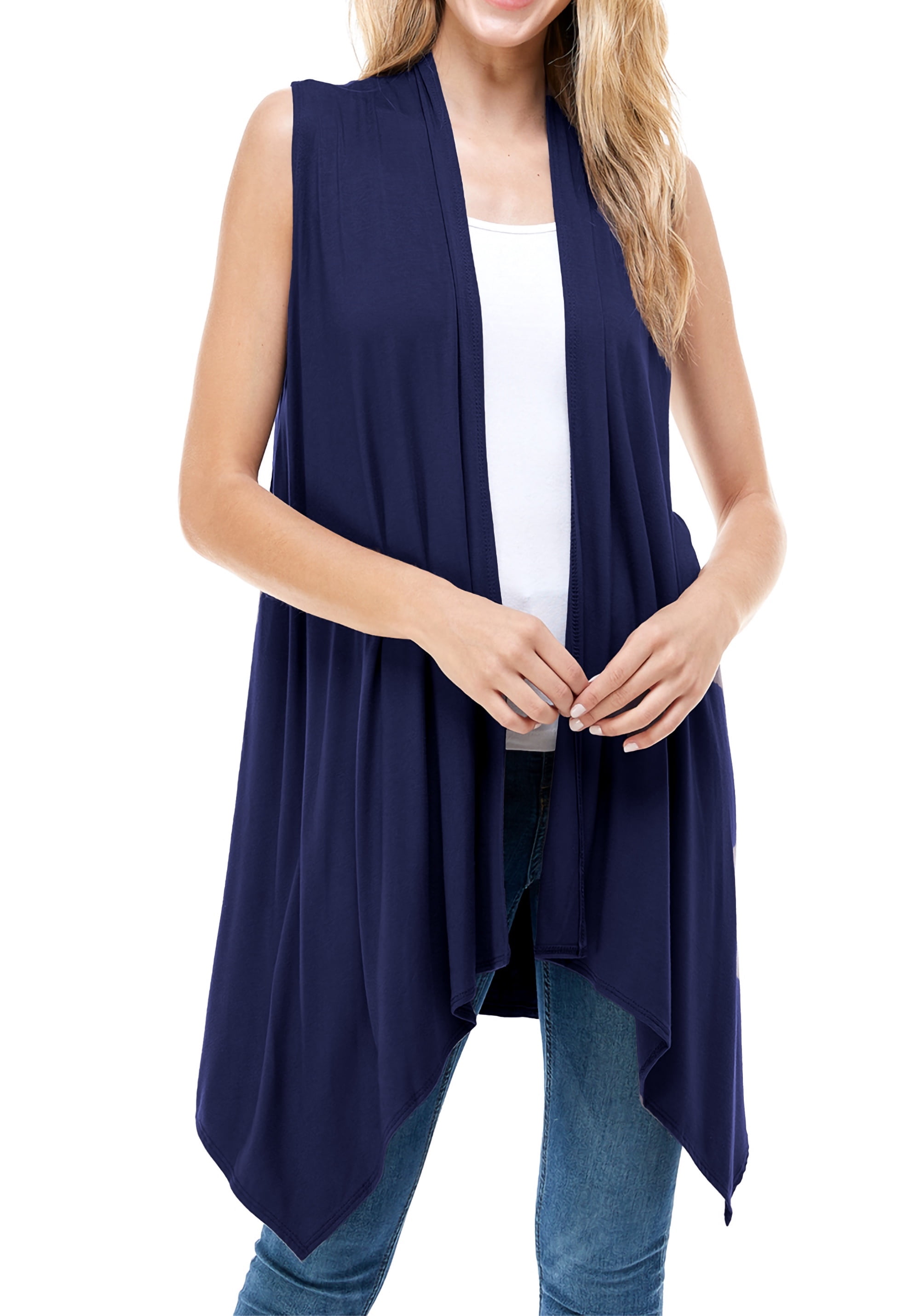 ClothingAve. Women's Open Front Asymmetric Hem Hi-Low Sleeveless ...