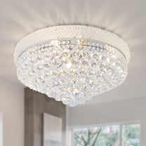 23" Wide Silver Crystal Ceiling Light with Remote, 6-Tier Wrought Iron ...