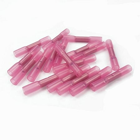 50 PCS Polyolefin Heat Shrink Red Butt Connector, 22-18 Gauge, Adhesive ...