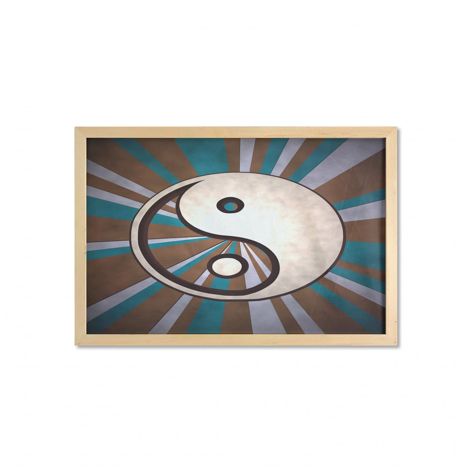 Ying Yang Wall Art with Frame, Grungy Retro Striped Sunburst Pattern ...