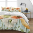 4 Piece Duvet Cover Set Full, Watercolor Poppy Flower Soft Breathable ...
