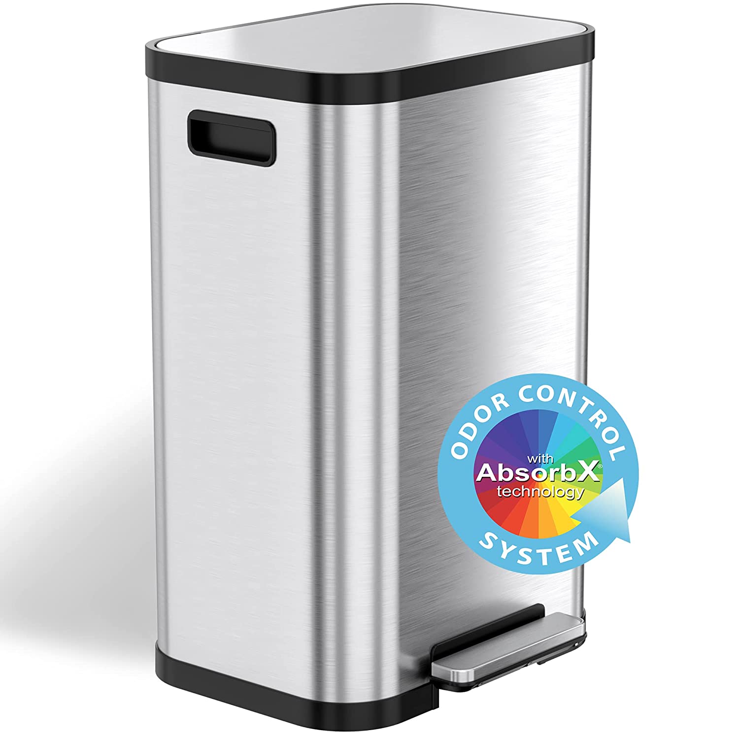 iTouchless SoftStep ProX 13.2 Gallon Step Pedal Trash Can with AbsorbX ...