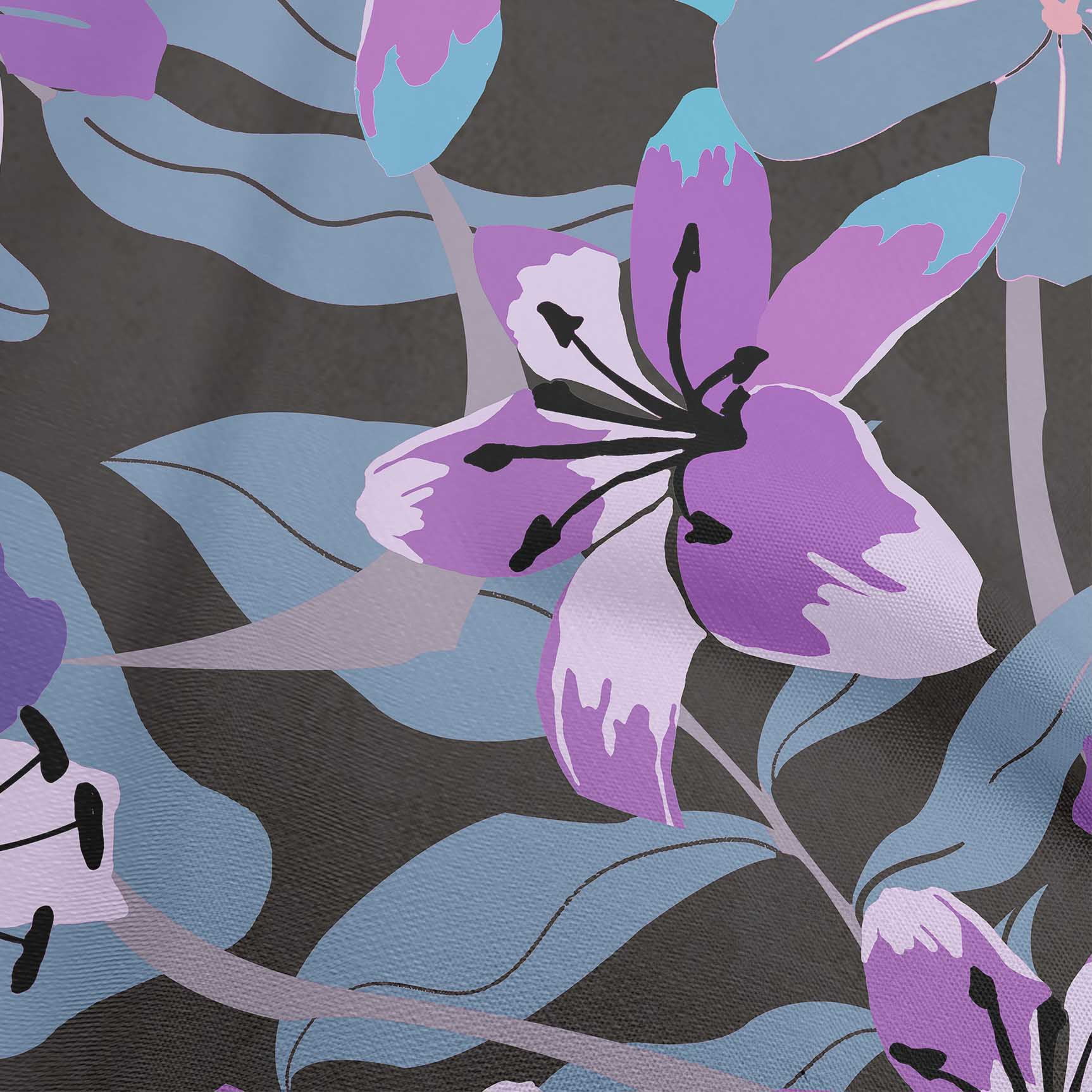 oneOone Velvet Purple Fabric Tropical Lily Floral Diy Clothing Quilting ...