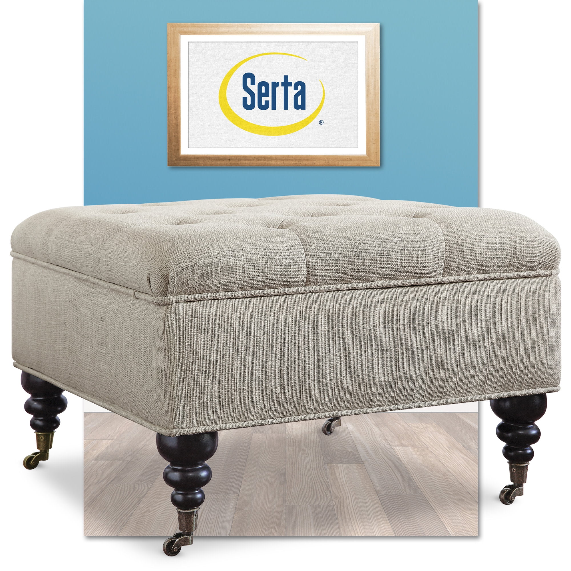 Serta Abbot Tufted Ottoman with Storage, Ivory - Walmart.com
