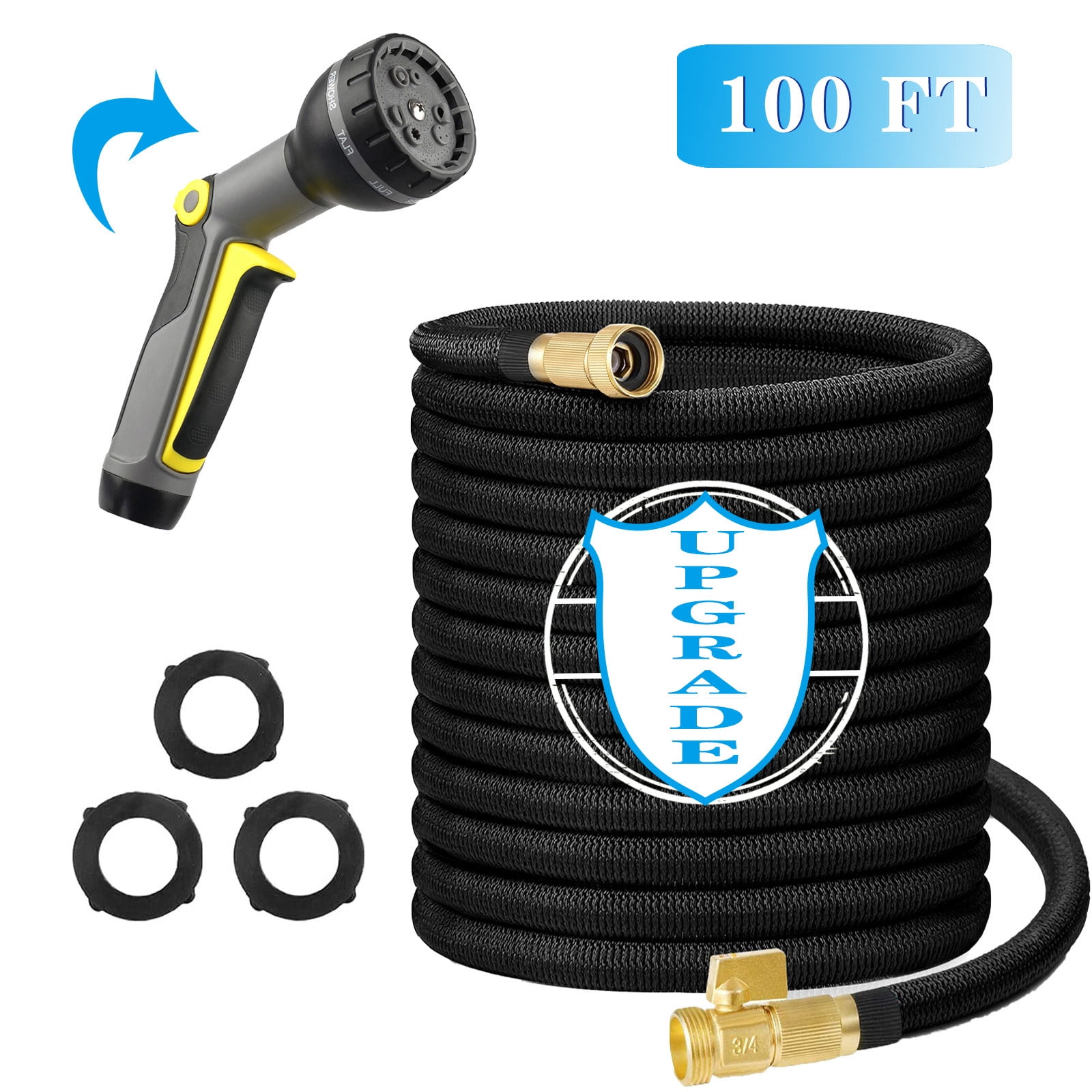 Expandable 100FT Expandable Garden Hose, Extra Strength Fabric and ...