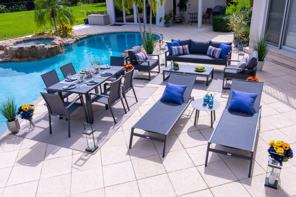 Juno 14-Piece Large Aluminum Combination Furniture for Patio Outdoor ...