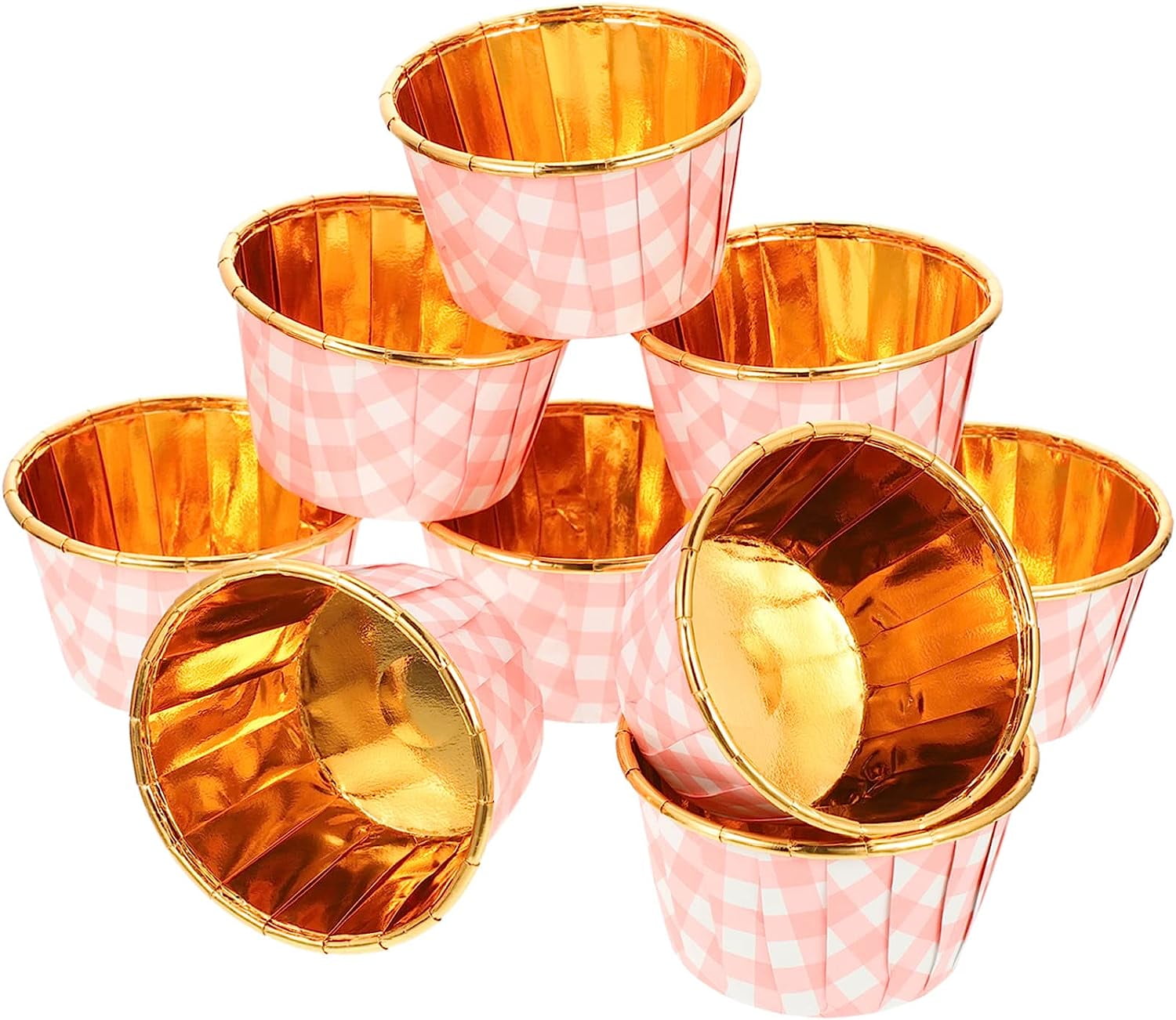 50pcs Stick Aging Metallic Cuake Snacks Molds Baking Creme Liner Muffin ...