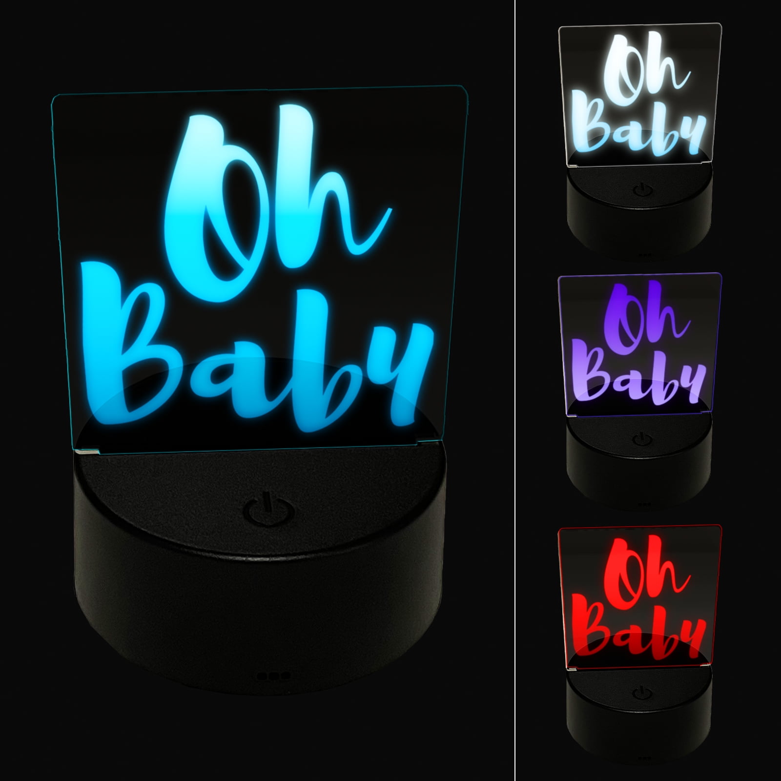 Oh Baby Script Shower Pregnancy LED Night Light Sign 3D Illusion Desk ...