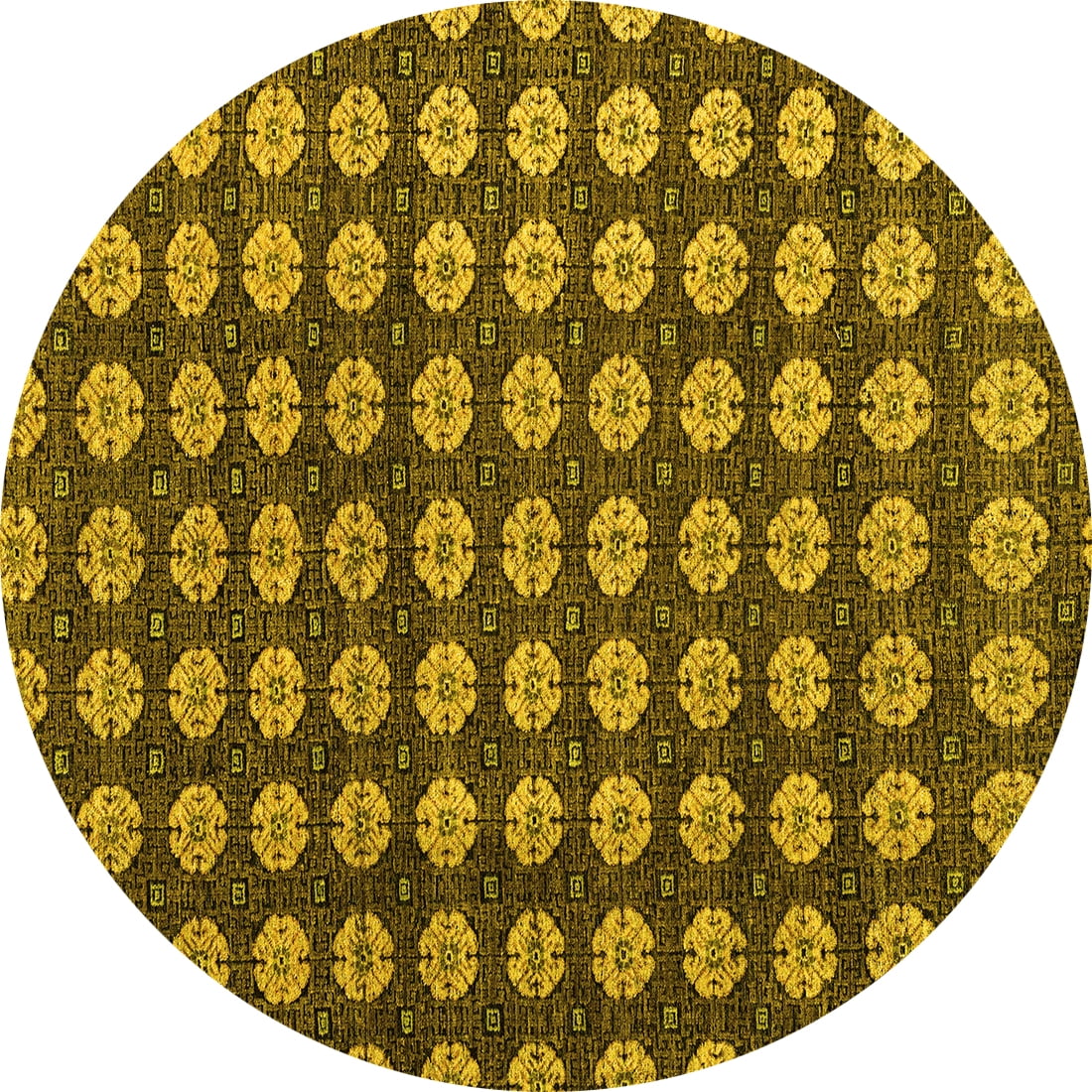 Ahgly Company Indoor Round Abstract Yellow Modern Area Rugs, 8' Round ...