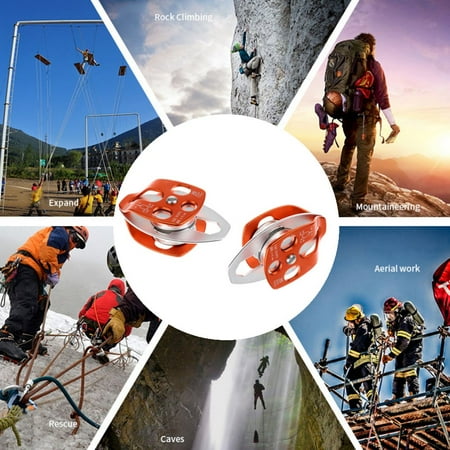 2 Pieces Mountain Climbing Side Swivel Plate 32KN Anti-Winding Pulley ...