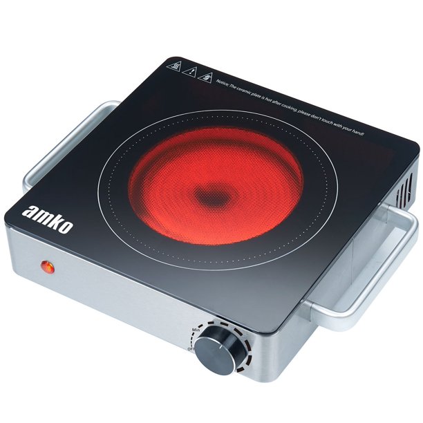 Amko AK-IR15 Stainless Steel Single-Burner Portable Ceramic Infrared ...