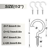 100pcs 1/2Inch White Ceiling Hooks Vinyl Coated Screw-in Hooks for ...