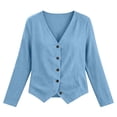 AKOEE Womens Button Up Linen Shirts V Neck Collarless Long Sleeve ...