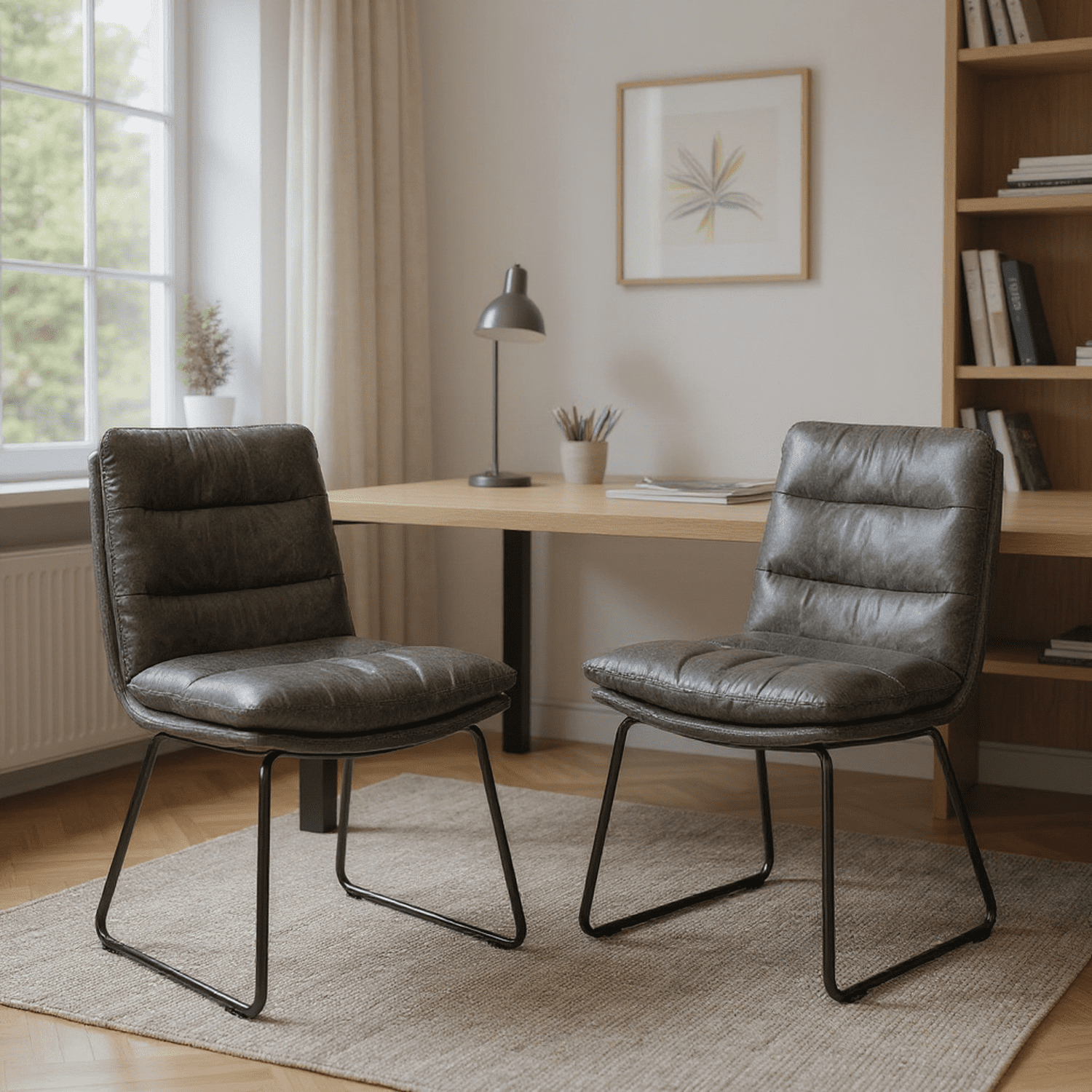 Click here for Homy Casa Set Of 2 Upholstered Faux Leather Dining... prices