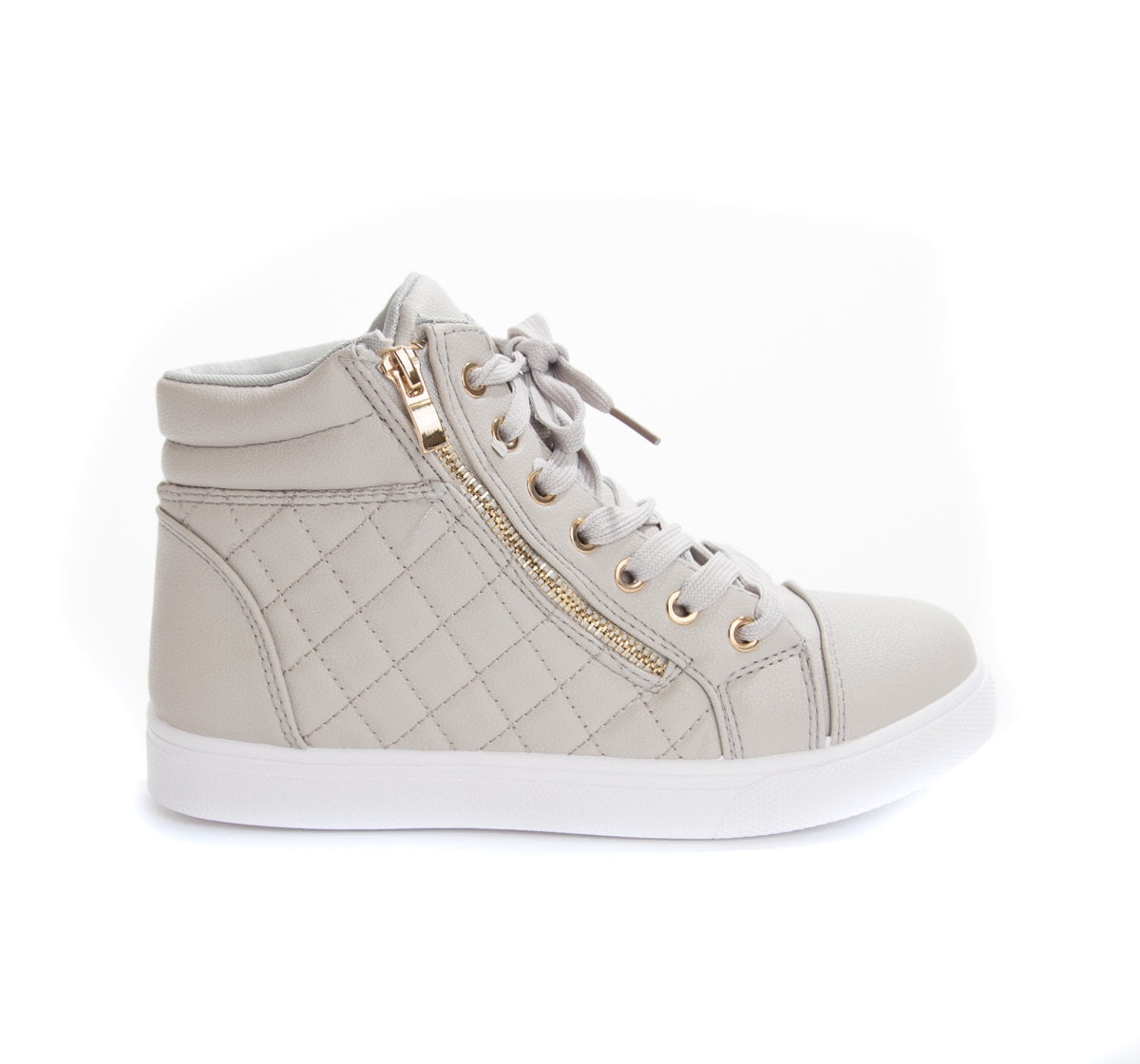 Soho Shoes Women's Leatherette Quilted Zipper Lace Up High Top Sneakers ...