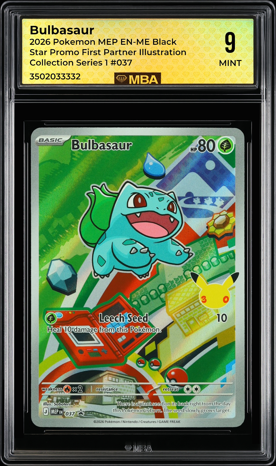 2026 Pokemon MEP EN-ME Black Star Promo Bulbasaur #037 First Partner ...