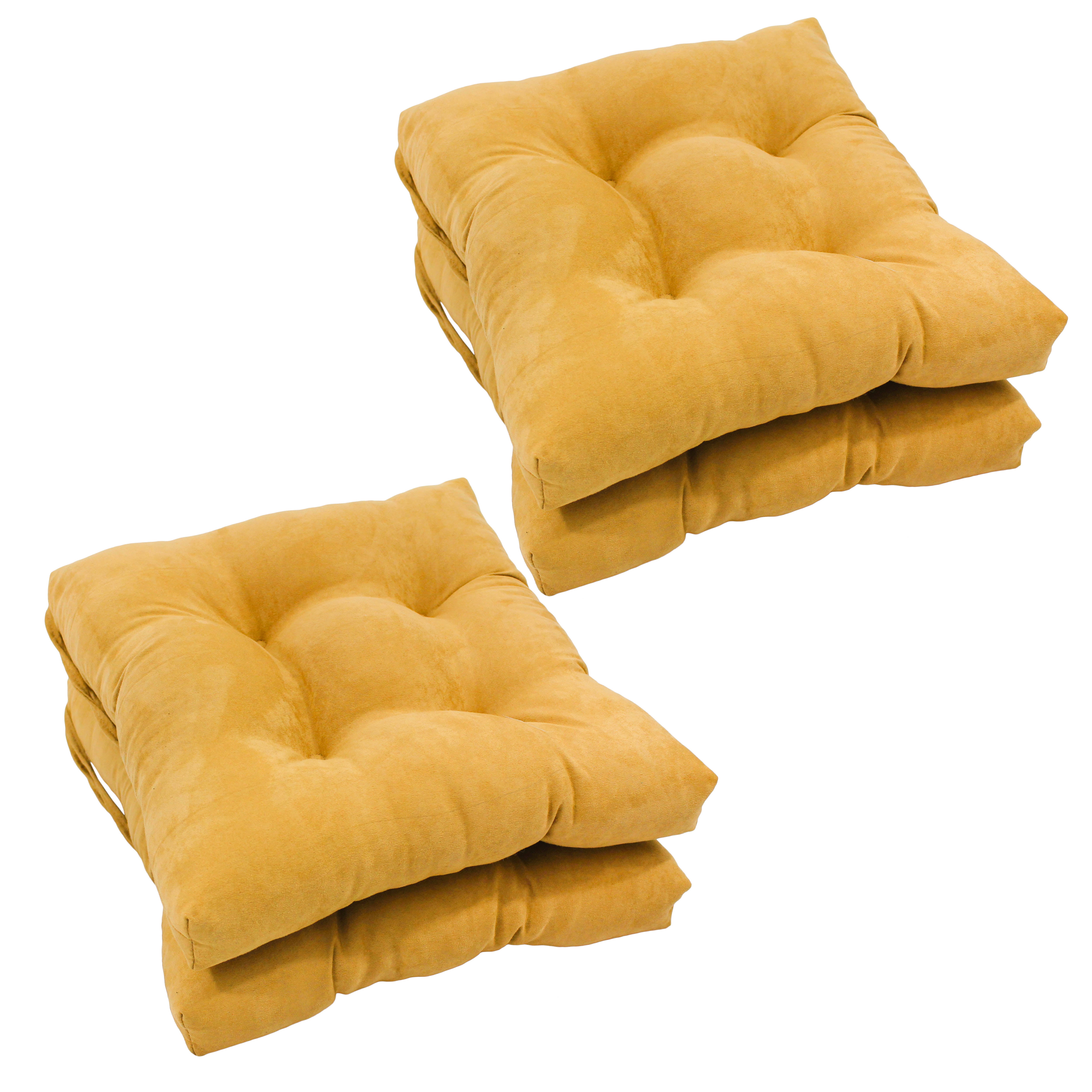 16-inch Solid Micro Suede Square Tufted Chair Cushions (Set of 4 ...