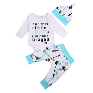 Newborn Infant Baby Boy Cotton Tops Romper Pants Legging Hat Outfits Clothes Set - Walmart.com