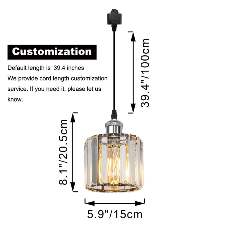 Kitchen Island Pendant Light J-Type Track Pendant Light With Crystal ...