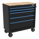 HART 36-Inch 5-Drawer Mobile Tool Chest Workbench with Wood Top ...
