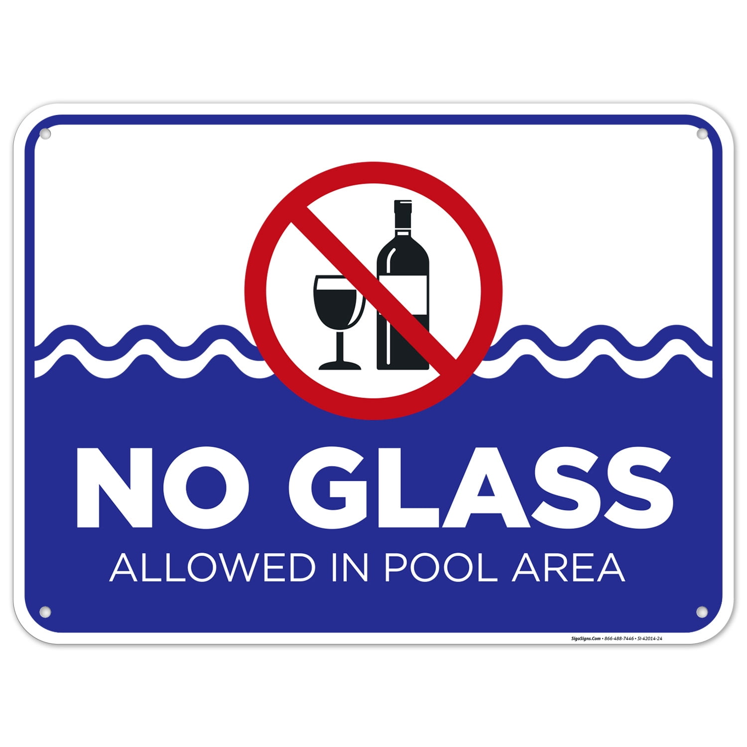 No Glass Allowed in Pool Area Sign, Pool Sign, - Walmart.com