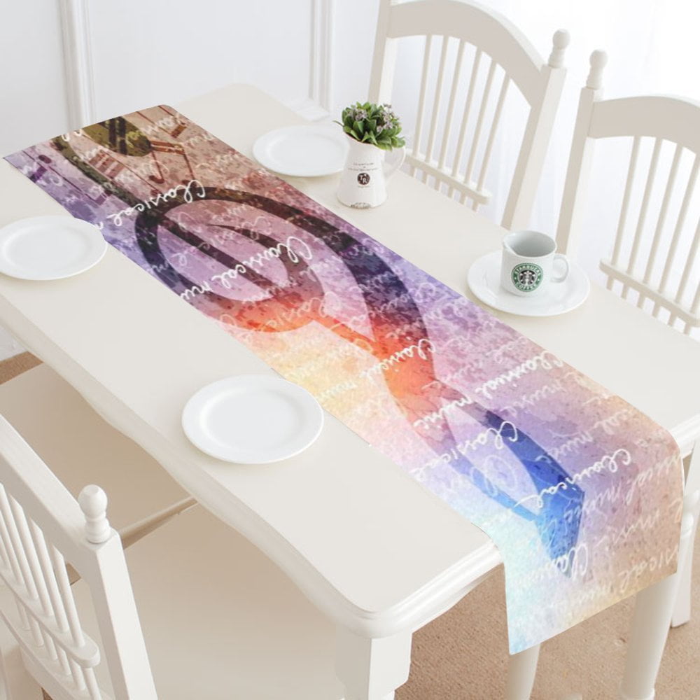 MYPOP Fantasy Music Note Table Runner Placemat 14x72 inches, Blurred ...