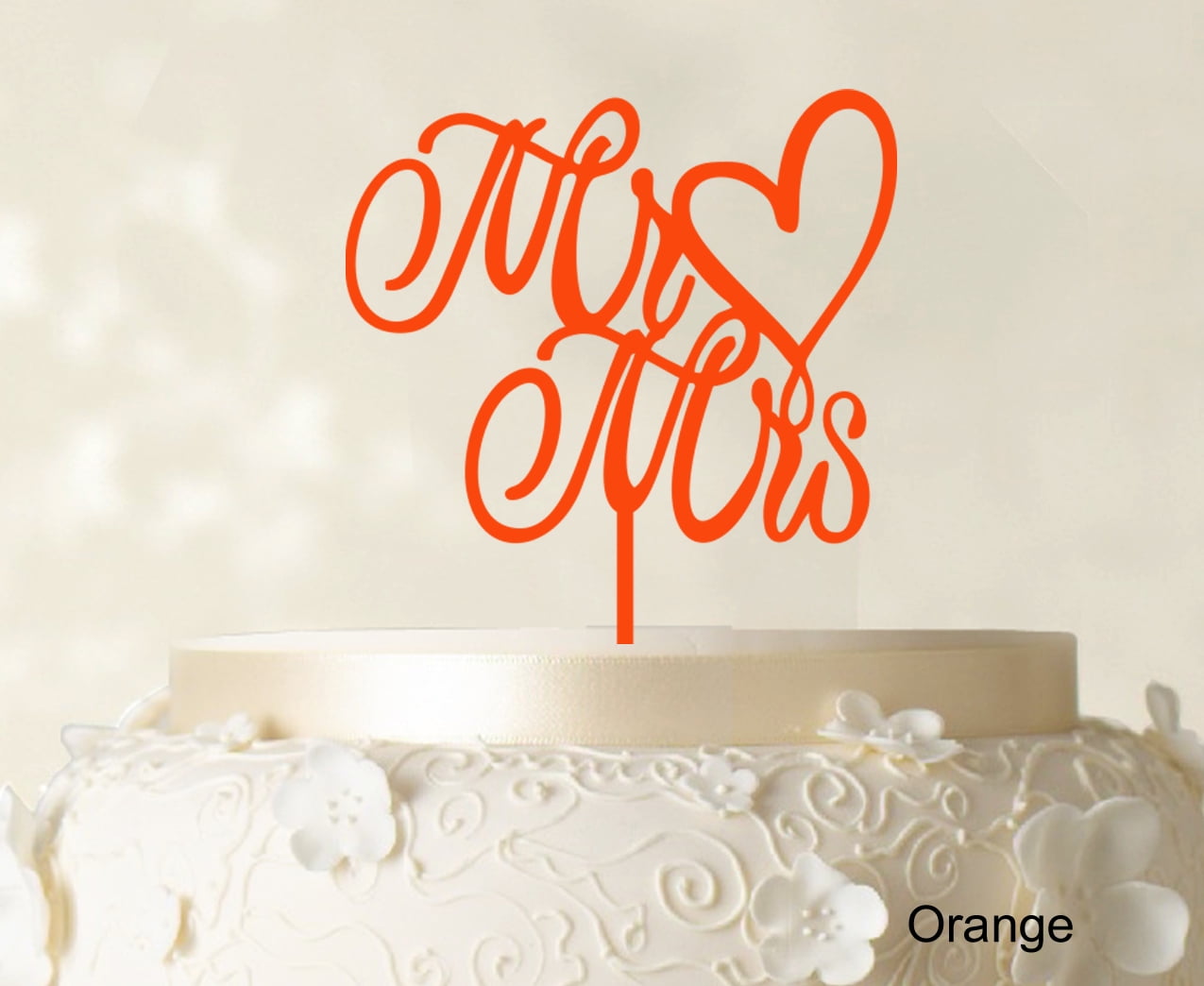 "Mr & Mrs Wedding Cake Topper Custom Orange Cake Topper Color Option ...