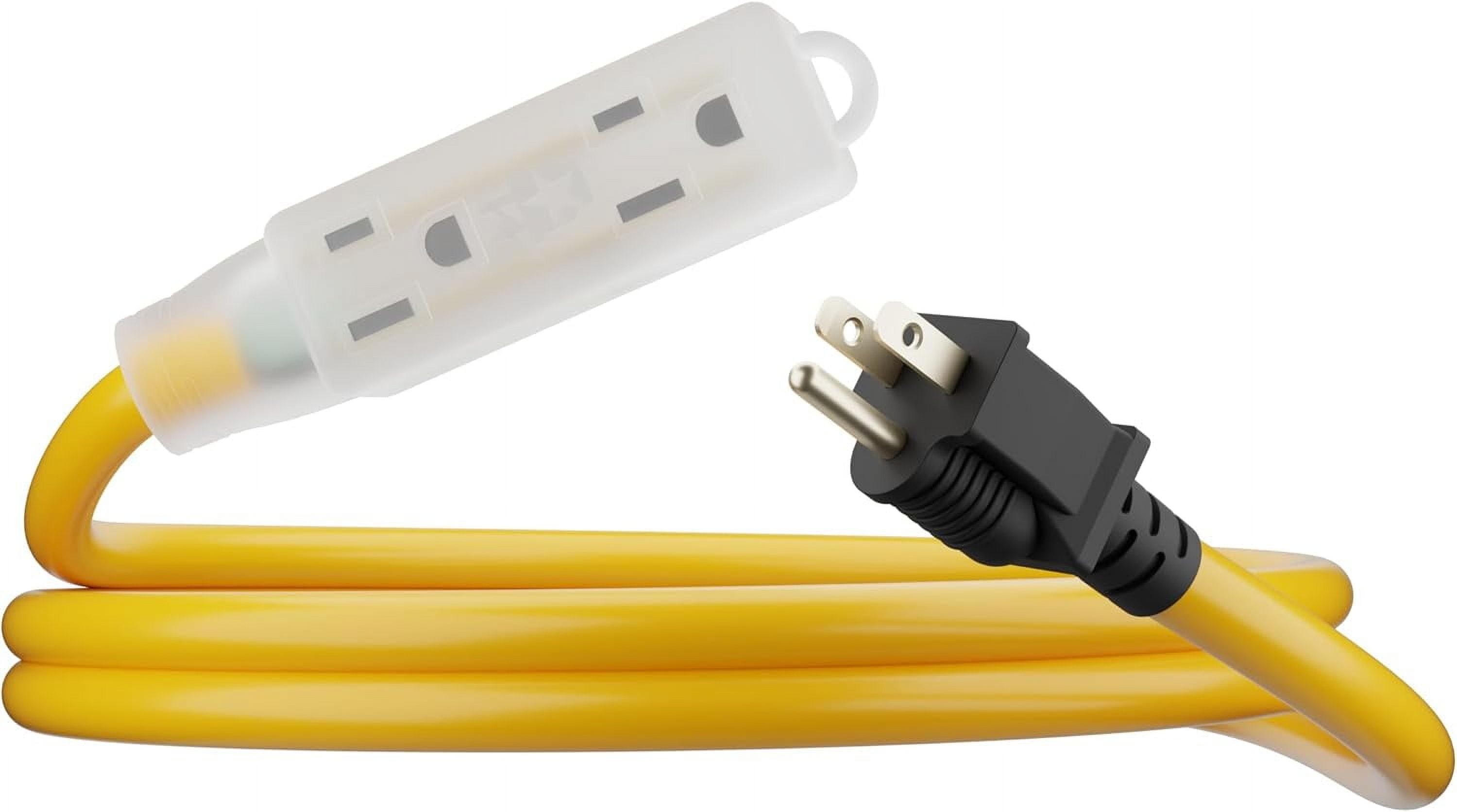 SHIQI-Lighted Outdoor Extension Cord - Heavy Duty Yellow Power Cable ...