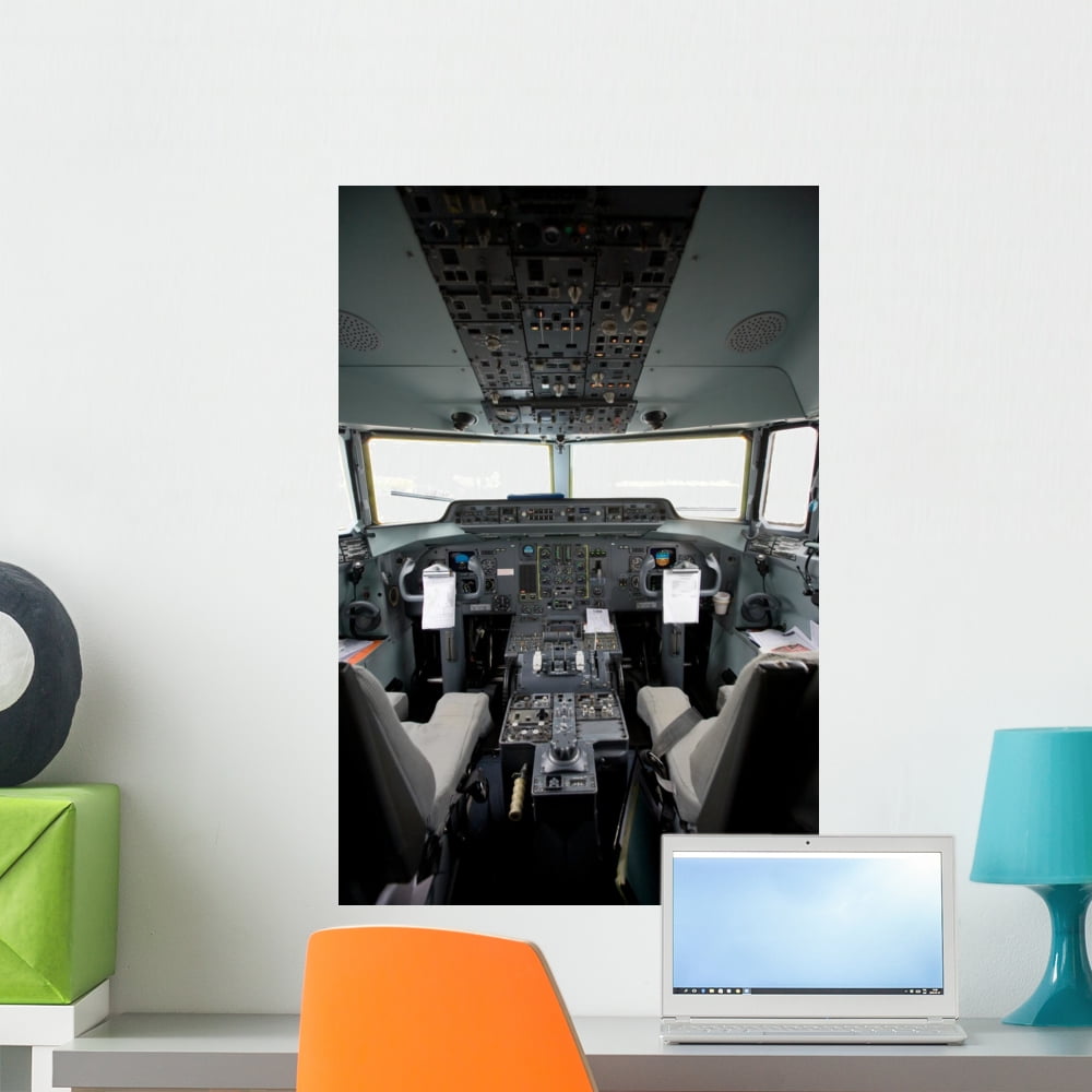 Cockpit Airplane Wall Mural Decal by Wallmonkeys Vinyl Peel and Stick ...