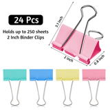 OWLKELA Jumbo XL Colored Binder Clips, 24 Pack Extra Large 2 inch Metal ...