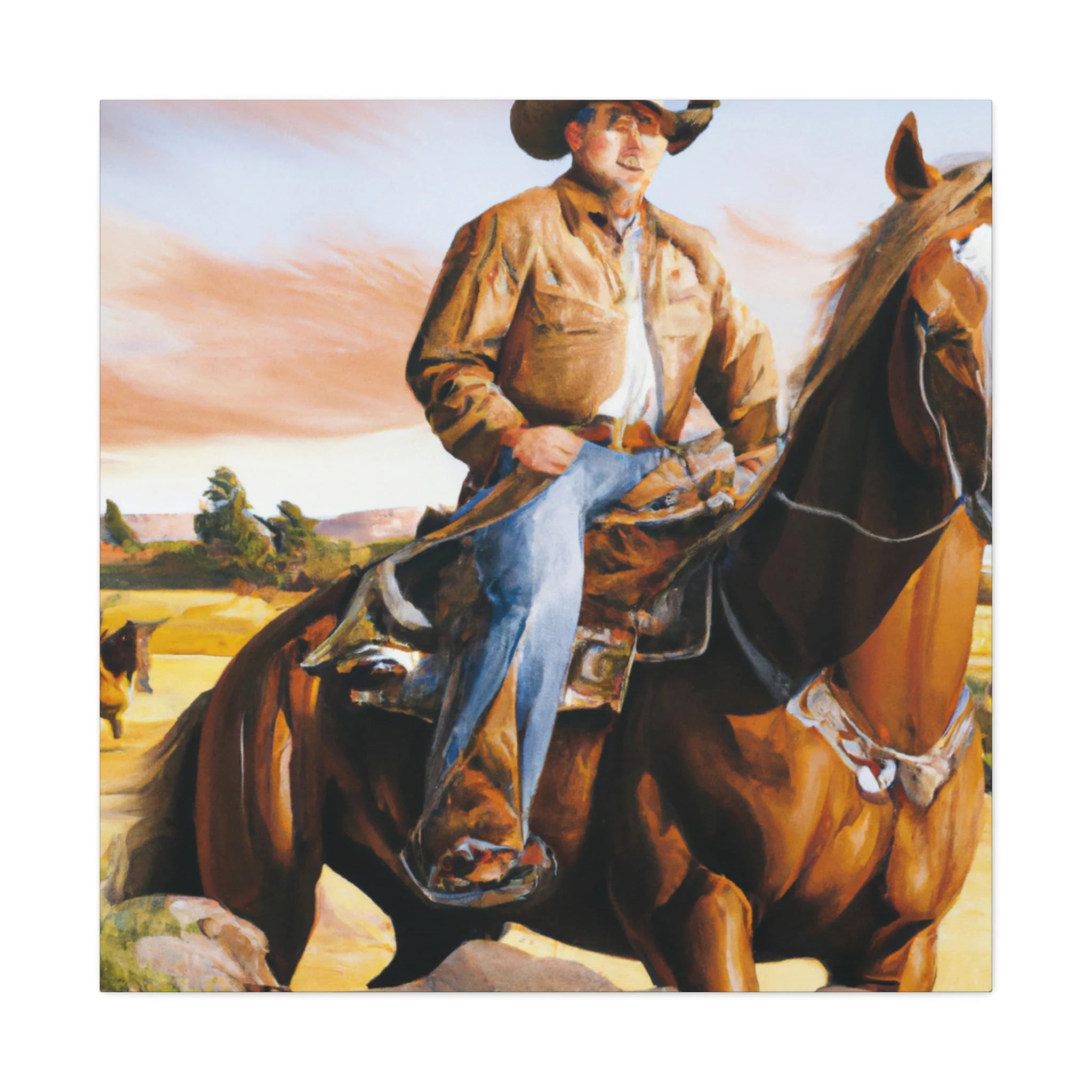 Cowboy and Stallion Ride - Canvas - Walmart.com