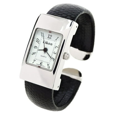 2Tone Western Style Decorated Oval Face Women's Bangle Cuff Watch ...
