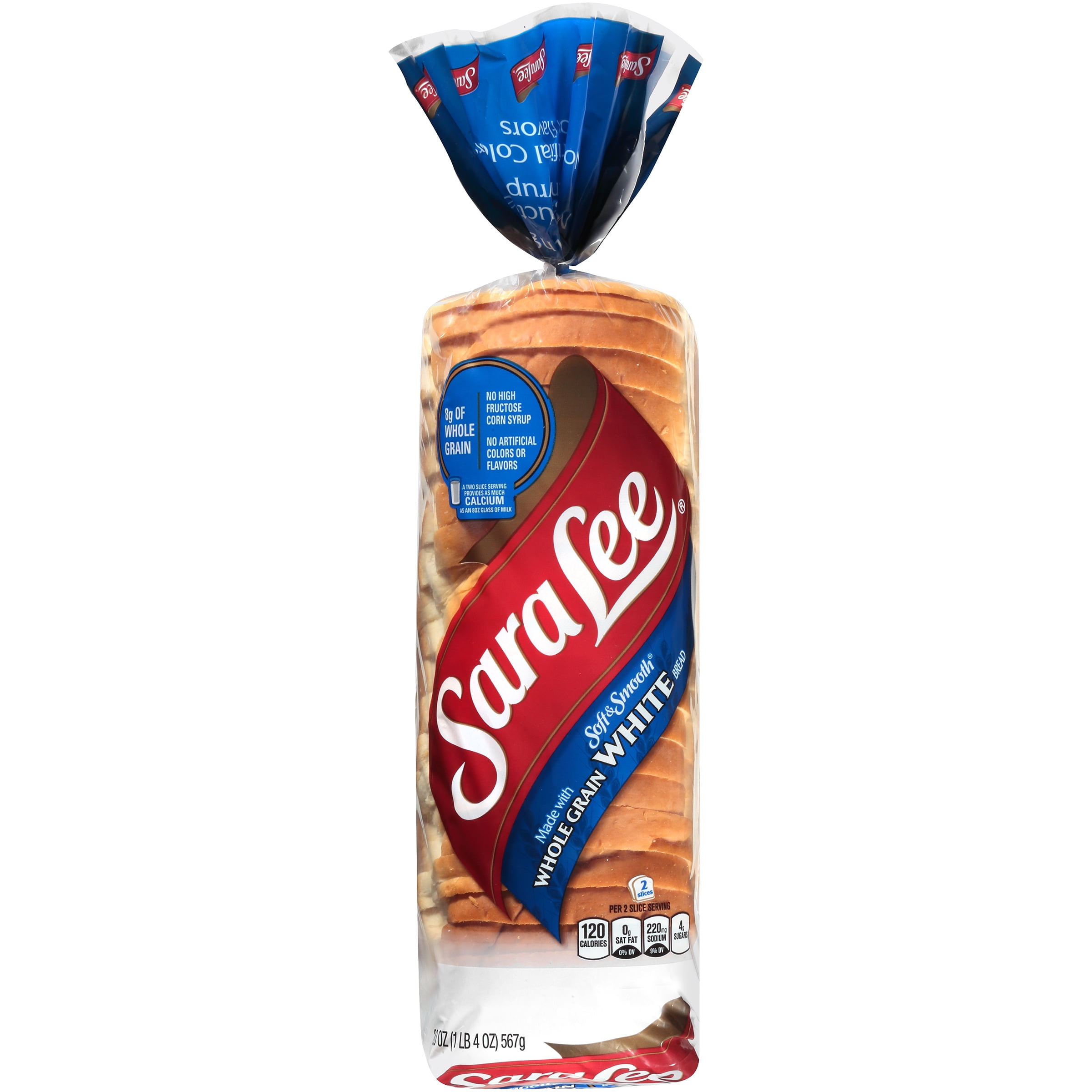 Sara Lee Soft & Smooth Whole Grain White Bread Loaf, 20 oz, 22 Count ...