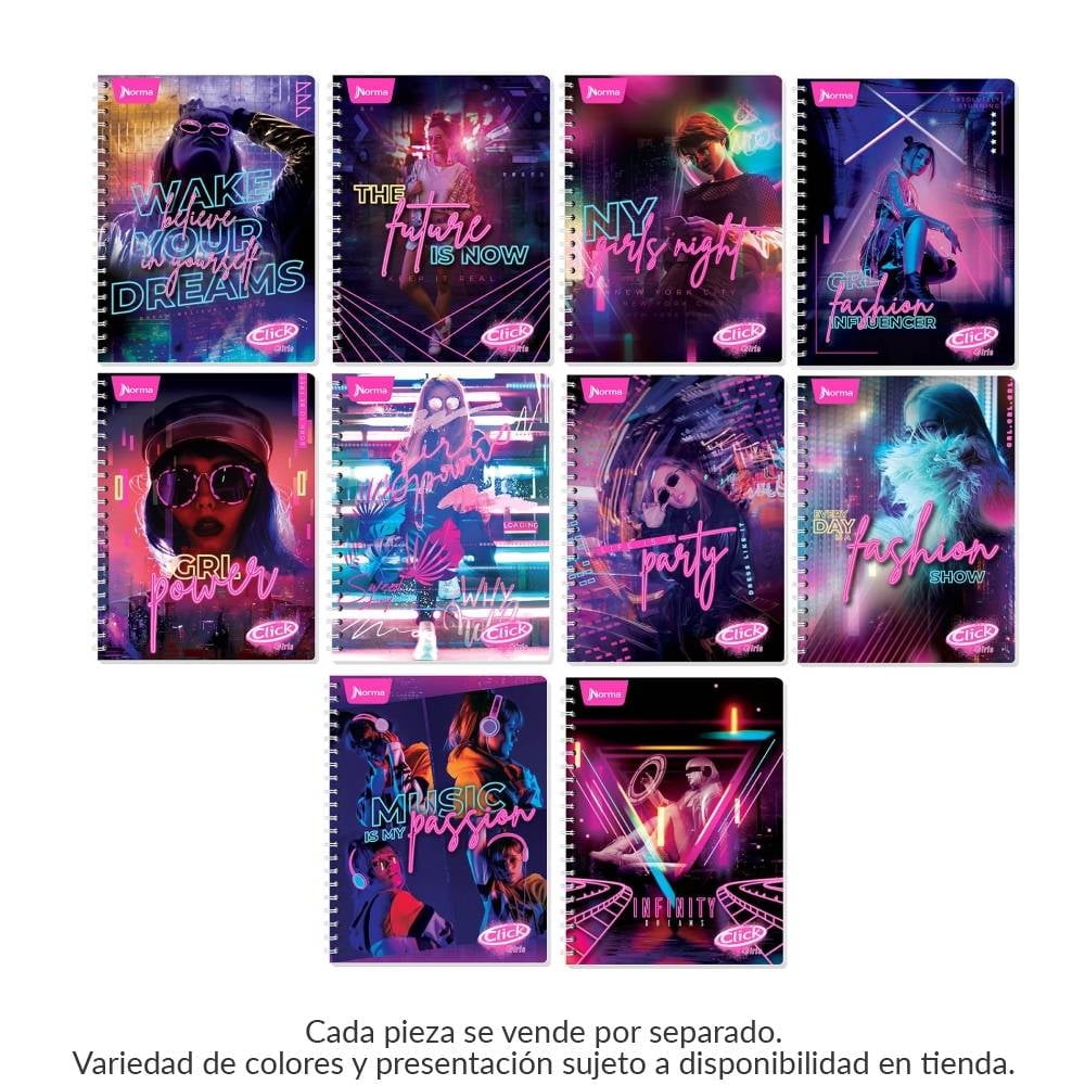 Cuaderno Profesional Norma Click Girls Cuadro 5, 100 Hojas Varios ...