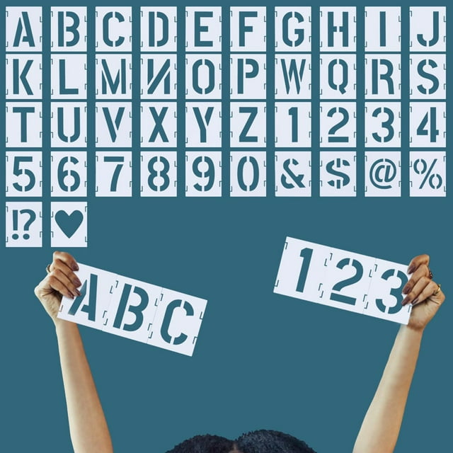 Bobasndm 4 Inch Letter Stencils Symbol Numbers Craft Stencils, 42 Pcs ...