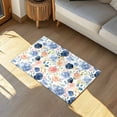 Color Flowers Door Mat Pink Blue Flowers Green Leaf Decoration Non Slip ...