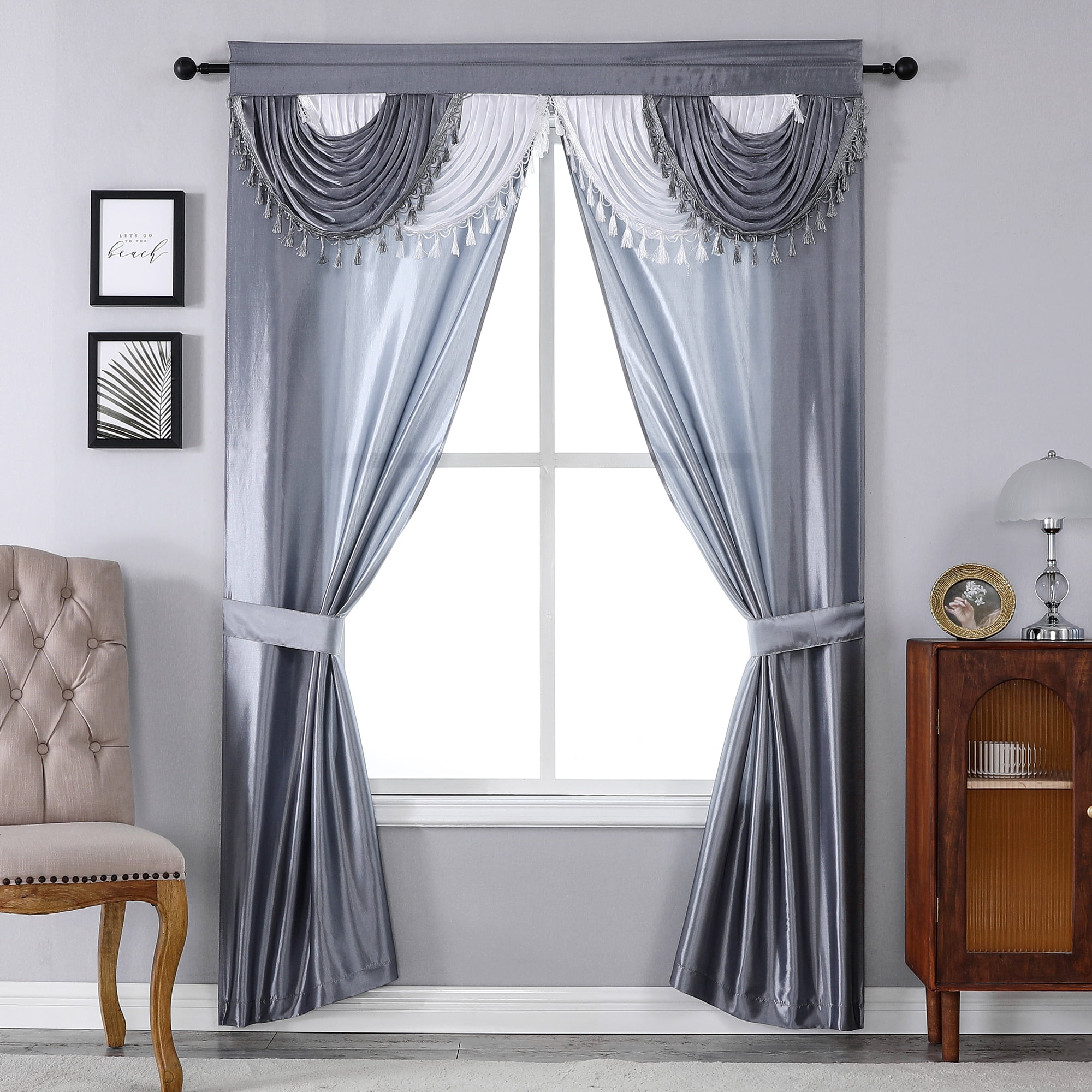 Regal Home Collections 5-Piece Window Curtain Set with Valance and ...