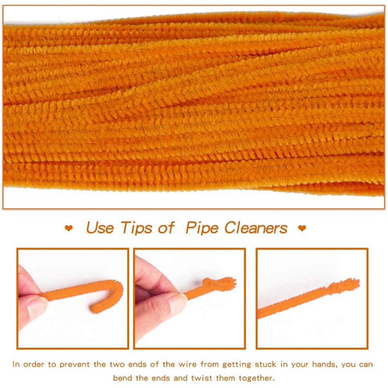 Chenille Stems Pipe Cleaners 100-Pack Orange - Fuzzy Bump Craft ...
