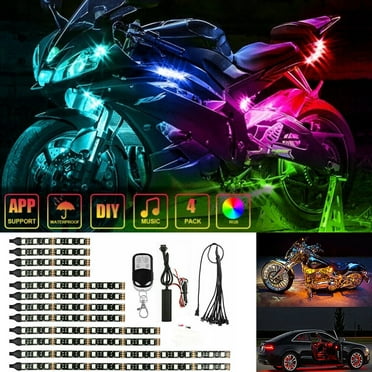 6pcs RGB Motorcycle Flexible Strip LED Light Lamp Neon Remote Kit DC ...