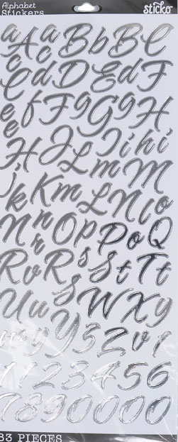 Sticko Large solid Silver Script Alphabet Paper Stickers, 83 Pieces ...