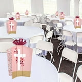 Big Dot of Happiness Pink Elegant Cross - Table Decorations - Girl ...