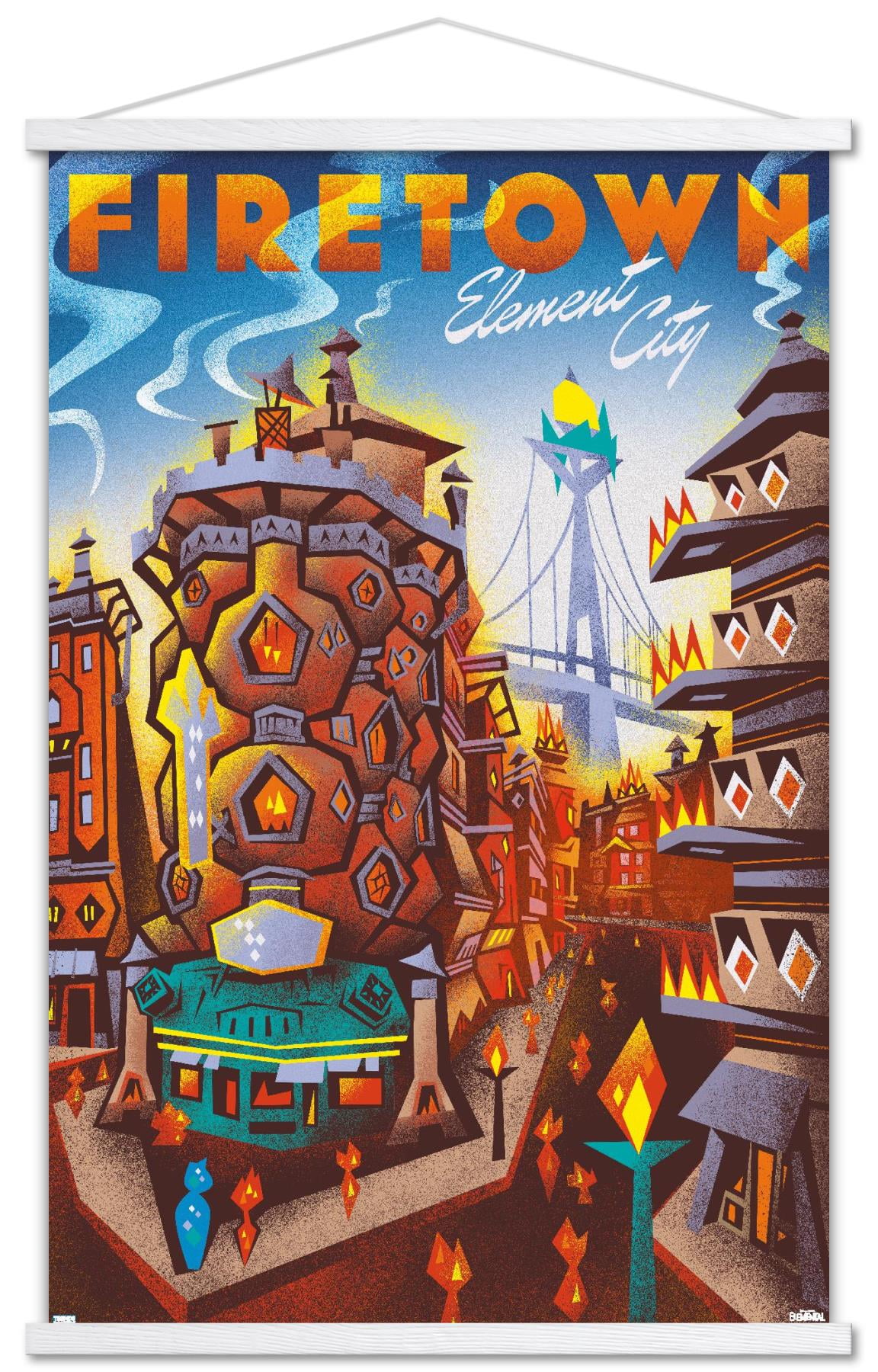 Disney Pixar Elemental - Firetown Wall Poster with Magnetic Frame, 22. ...