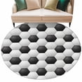 Abstract 3D Soccer Skin Washable Round Area Rug 8 ft, Modern Abstract ...