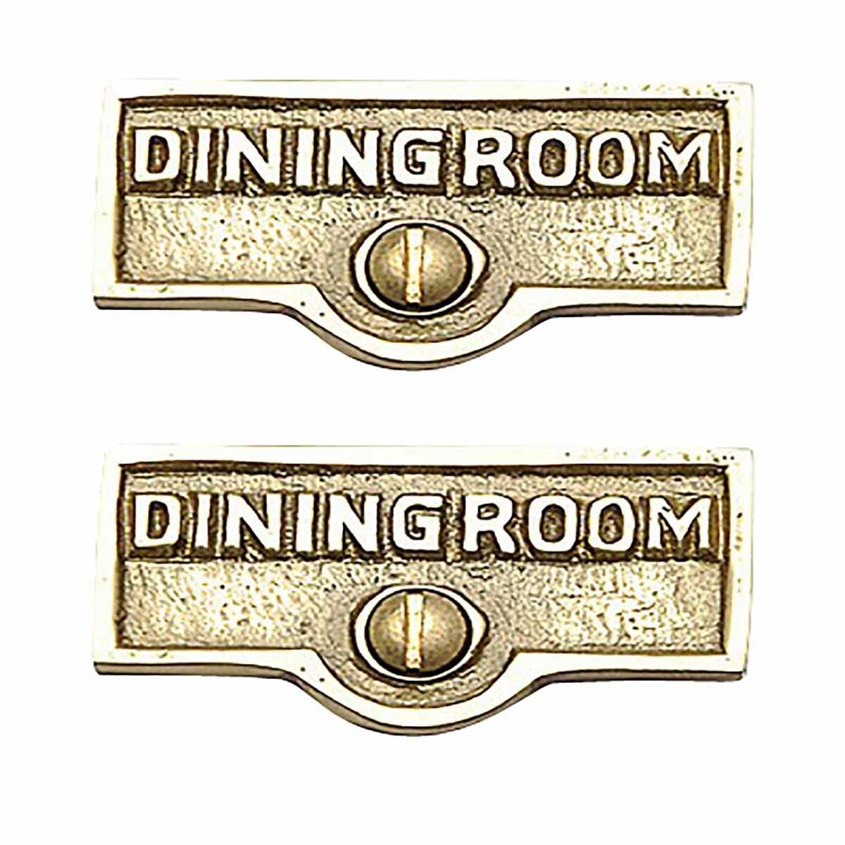 2 Switch Plate Tags DINGING ROOM Name Signs Labels Brass Traditional ...