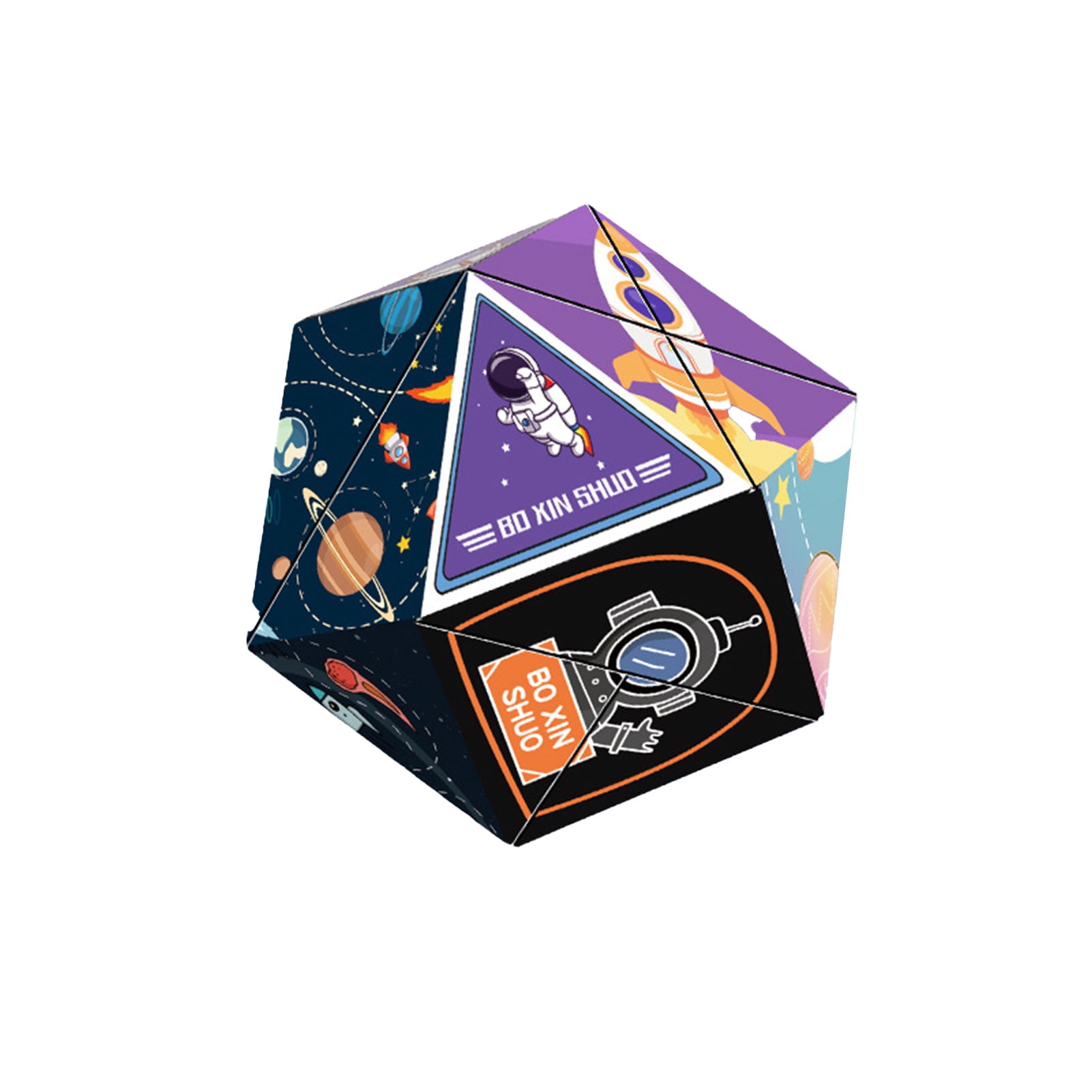 3D Folding Cube Toy with Astronaut Print, Multiple Patterns, and ...
