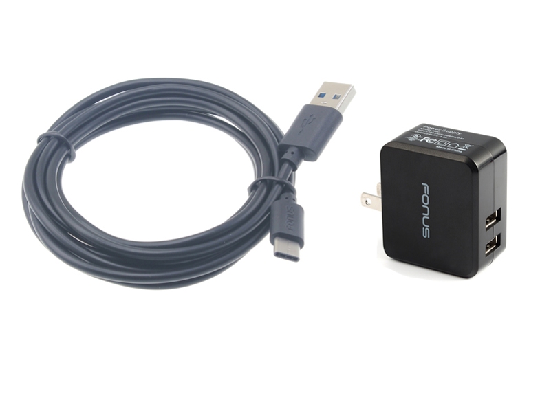 For LG V60 ThinQ Phone - 17W Home Charger, 2-Port USB 3.4A Type-C Cable ...