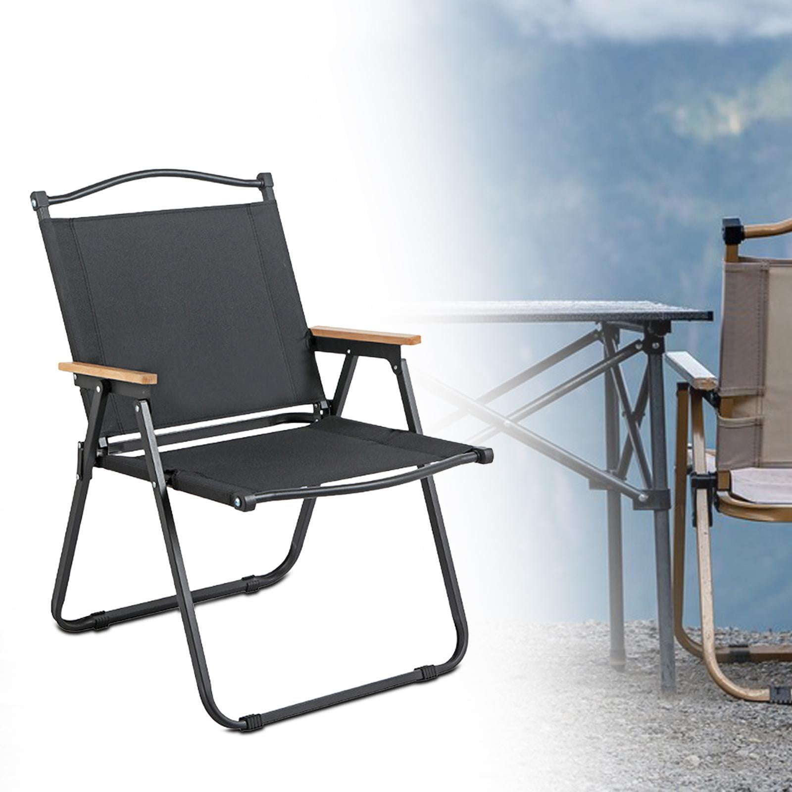 DYNWAVECA Foldable Camping Chair Fishing Seat with Armrests Outside Furniture Picnic Stool Portable Outdoor Chair for Camping Traveling Medium