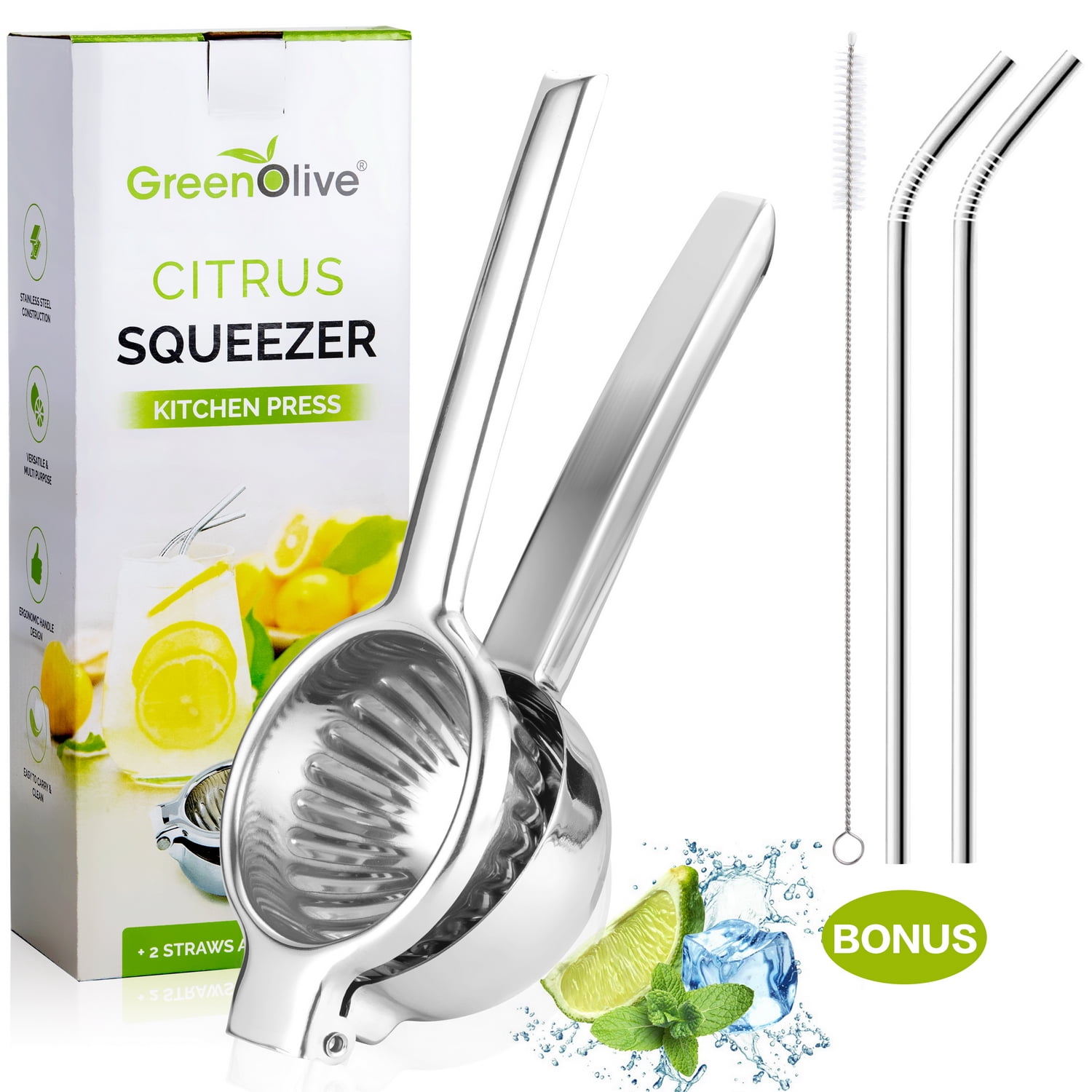 GreenOlive Lemon Squeezer - Large Stainless Steel Lime and Lemon Juicer ...