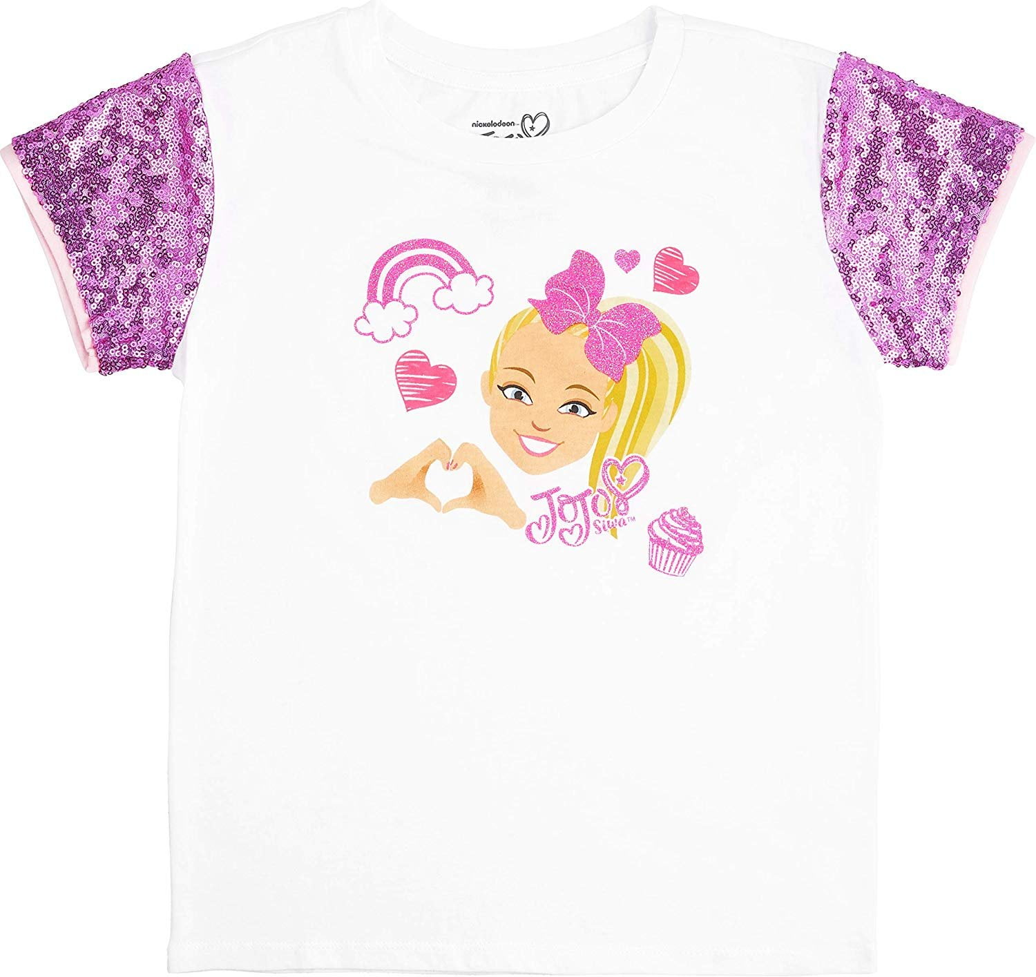 Jojo Siwa Girls' Sequin Short Sleeve T-Shirt (White/Pink, XL-14/16 ...