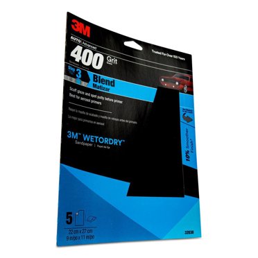 3M Wetordry Sandpaper, 03018, 400 Grit, 3 2/3 inch x 9 inch, 5/Pack ...